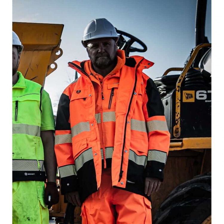 Beeswift BSDJTTORBL Deltic Hi-Vis Jacket Two-Tone RIS-3279-TOM Orange Black
