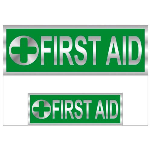 Reflective First Aid Badges with Green Back & Front Print