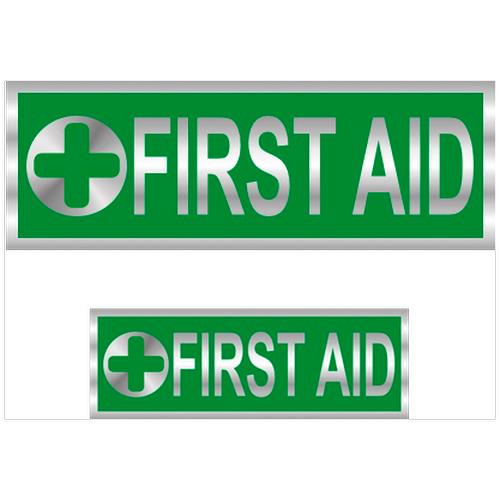 Reflective First Aid Badges with Green Back & Front Print